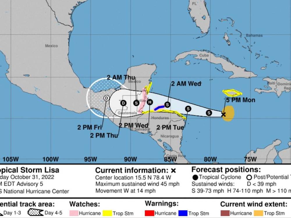 Alerta en el Caribe de Honduras, Guatemala y Belice por tormenta tropical Lisa